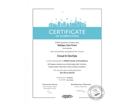 Sasi Kiran Nallapu - Full Stack Developer | Cloud & DevOps Engineer